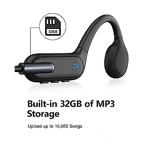 Dnniakm Bone Conduction Headphones Swimming, Underwater Headphones for Swimming, Built-in 32G Memory IPX8 Waterproof, Wireless Bluetooth 5.3 Open Ear Headphones for Running, Cycling, Swimming