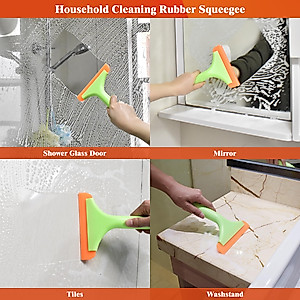 Wigoo Flexible Silicone Squeegee,All-Purpose Small Squeegee,Window Squeegee,Shower Squeegee for Glass Doors,Car Windshield,Mirror,Auto Water Blade Household Squeegees Long Handle Window Tint Squeegee