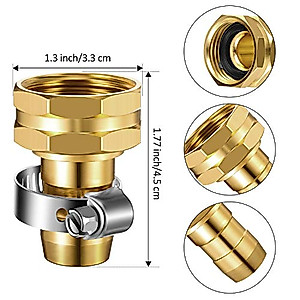 3 Pieces Aluminum Female Thread Shank Hose Menders Garden Hose Mender End Repair Kit Hose Connector Copper Fitting for 5/8 Inch or 3/4 Inch Standard Garden Hoses