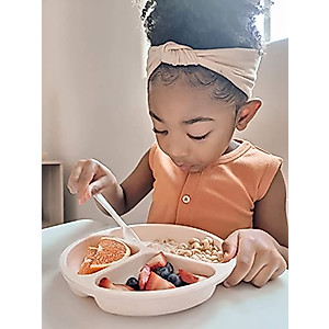 Ullabelle Silicone Plates for Kids & Toddlers | 3 Pc Set | Skid Proof & Unbreakable | Divided Baby Plates | BPA Free, Non-Toxic | Dishwasher & Microwave Friendly | Kids Plates with Dividers (Pink)
