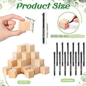 Dinifee 63 Pcs Bridal Shower Date Night Games Set with 50 Wooden Block 12 Pens 1 Game Sign Wedding Bridal Shower Ideas Gifts for Couple Date Night Activities Ideas Wishes Advice