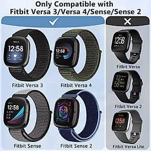 Bcuckood Nylon Loop Compatible with Fitbit Sense 2/Fitbit Sense/Fitbit Versa 4/Fitbit Versa 3 Bands, Women Men Soft Nylon Adjustable Breathable Strap Solo Loop Replacement Wristband
