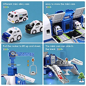 CUTE STONE Transport Cargo Airplane Toy with Music and Light, Toy Airplane Car Toy Play Set with Vehicle Car Toy, Contruction Toy Accessories, for 3+ Years Old Boys & Girls