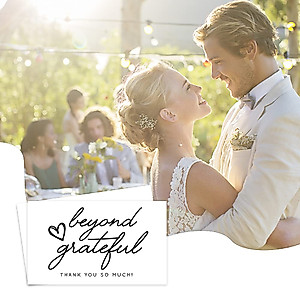 Thank You Cards,Pack of 50, 2.1x3.5 Inches, Blank White Backside, Black and White,Beyond Grateful Thank You Cards,Cards for Business, Bridal & Baby Shower, Birthday Party or to express gratitude