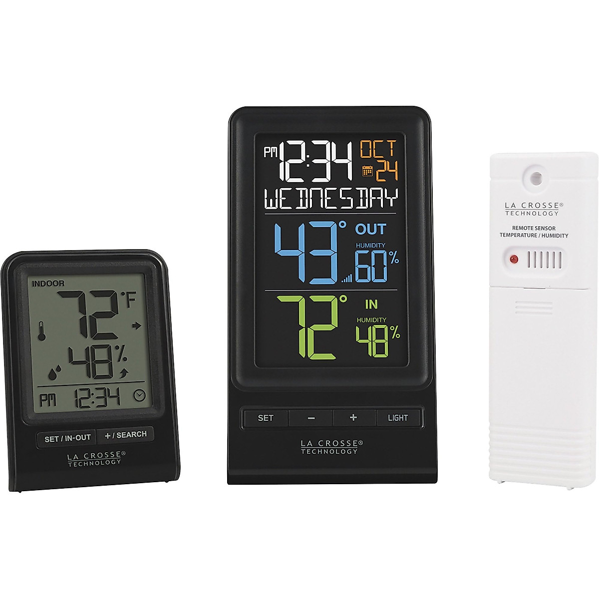 La Crosse Technology M82738 Color Temperature & Humidity Station with Bonus Display, Black
