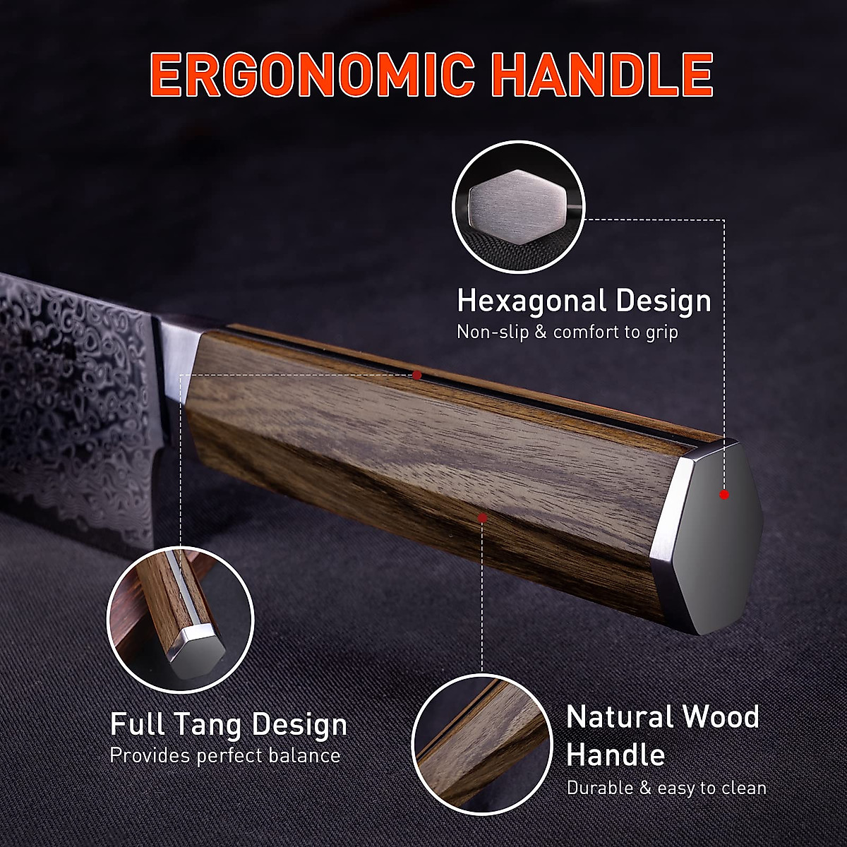 FUJUNI Steak Knives Set of 4 with In-Drawer Knife Block, 5 inch Damascus Steak Knife Set VG-10 Damascus Super Steel 67-Layer Non Serrated Steak Knives with Natural Wood Handle, Gift Box