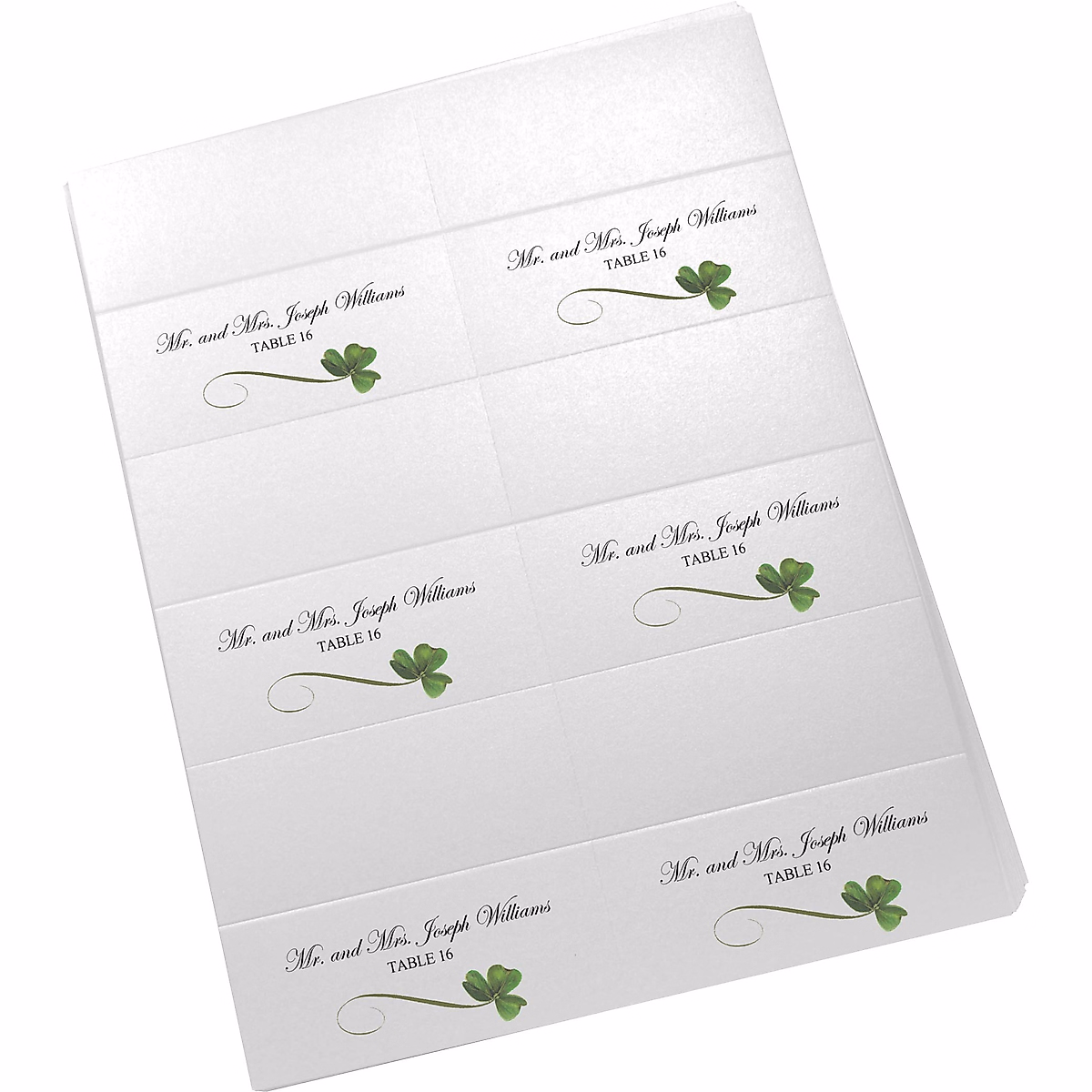 Shamrock Printable Place Cards, Set of 60 (10 Sheets), Laser & Inkjet Printers - Wedding, Party, Dinner, and Special Events - Made in the USA