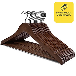 UINICOR Wooden Hangers -30 Pack- Clothes Hangers Slim Wood Hangers Coat Hangers for Closet,Clothes Hanger with Extra Smooth Finish,Precisely Cut Notches,Hangers for Shirt Suit Dress,Walnut