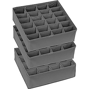 Simple Houseware Closet Drawer Organizer for Clothes, Socks and Underware, 3 Pack, Dark Grey
