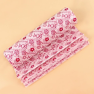 Cyodoos 150 Sheets Wax Paper Greaseproof Waterproof Wrapping Tissue Food Picnic Paper Dry Hamburger Paper Liners For Food Basket Liner (Candy Flower Pattern）