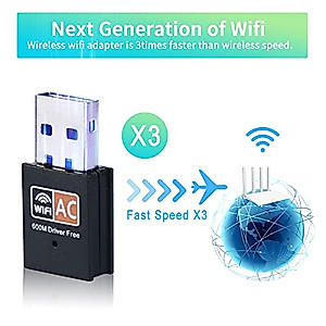 USB WiFi Adapter, 5G/2.4G Dual Band Wireless USB WiFi Adapter for PC, 600Mbps High Speed WiFi Adapter for Desktop PC, Linccras WiFi Dongle Support Windows 7/8/10 and Mac