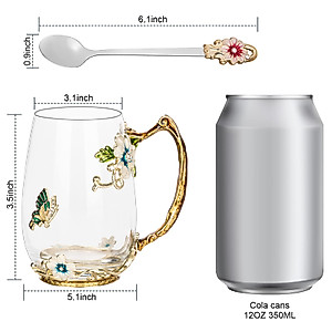 Wisolt Valentines Gifts for Women Anniversary Christmas Mothers Day Gifts Ideas Glass Tea Mugs for women Gifts for Mom Grandma Sister Coworker Teacher Friend Glass Coffee Mug with Spoon Set