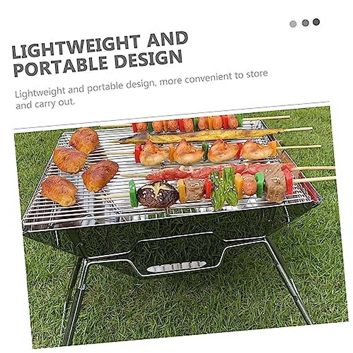 Yardwe 1 Set outdoor folding grill bbq charcoal grill hibachi grill barbecue grill tools charcoal bbq grill barbecue grill rack camping barbecue rack stove Stainless steel travel square
