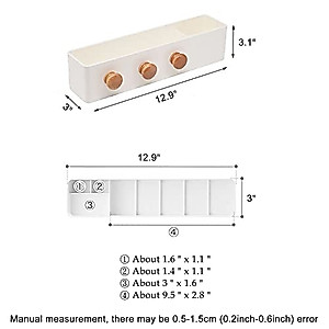 Bedside Floating Shelf with Wooden Hooks, Wall Adhesive Shelf in Bedroom, Bathroom, Dorm, Storage Organizer for Phone, Glasses, Tv Remote, Keys, Headphones (White)
