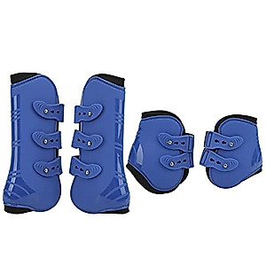 Folanda Horse Sport Boots Set of 4, PU Shell Front and Hind Horse Tendon Fetlock Brace Guard Boots for Riding, Shock Absorbing, Jumping, Horse Leggins Boots(L)