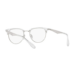 Ray-Ban RX6396 Round Prescription Eyeglass Frames, Silver White/Demo Lens, 51 mm