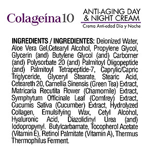 Colageina 10 Anti-Aging Day & Night Cream - Reduce the Appearance of Fine Lines & Wrinkles with Hydrolyzed Collagen and Hyaluronic Acid - 4 oz (120 ml)