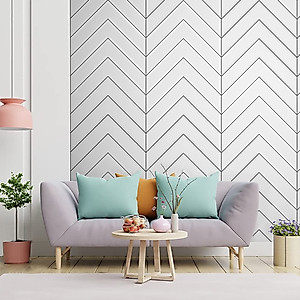 Black and White Wallpaper Peel and Stick Wallpaper Boho Contact Paper Modern Herringbone Wallpaper for Bathroom Bedroom Kitchen Wallpaper Self Adhesive Removable Wallpaper 17.7"×118" Wall Waterproof