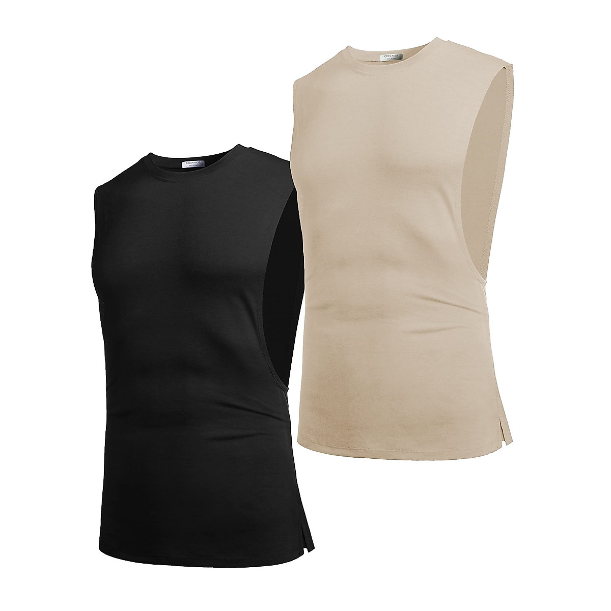 COOFANDY Men 2 Pack Gym Tank Tops Athletic Workout Fitness Bodybuilding T Shirts