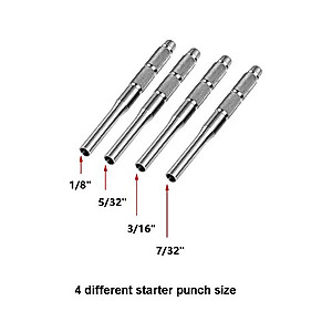 9 Pieces Roll Pin Punch Set and 4 Pieces Hollow End Starter Punch Tool with Carry Case for repairing or servicing equipment, machines, and vehicles