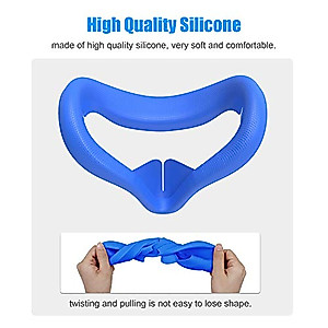 AMVR Face Cushion Pad Replacement for Oculus Quest 2, Silicone Face Cover for Meta Quest 2 Headset, Sweatproof Washable Lightproof Anti-Leakage VR Face Plate Mask Accessories (Blue, Only Cover)
