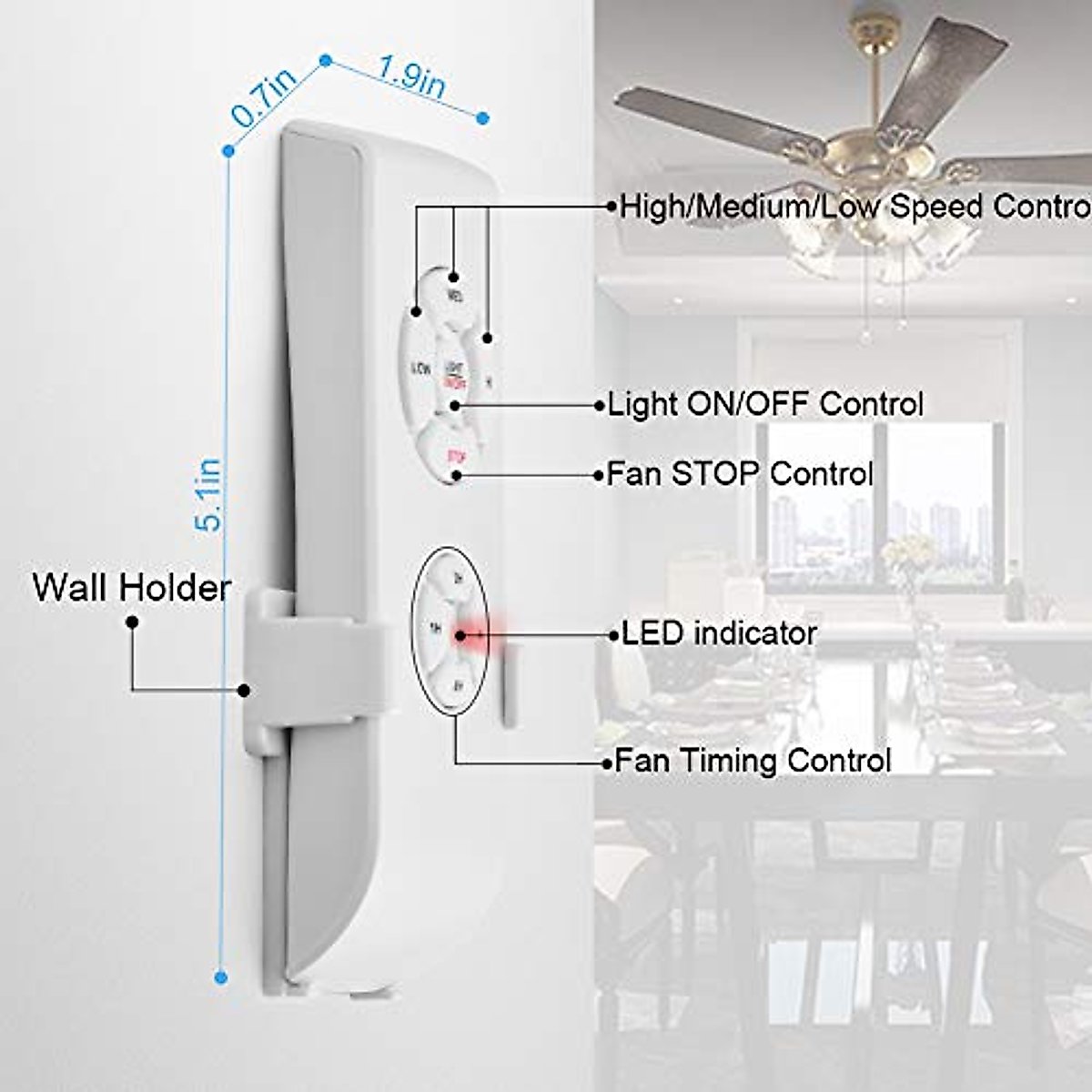 Ceiling Fan Remote Control Kit, WI-FI Smart Fan Control Timing Wireless Control with Amazon Alexa