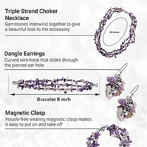 Shop LC Handmade Purple Beaded Costume Jewelry Set for Women Seed Bead Necklace Bracelet Earrings Size 8" & 20" Birthday Gifts for Women