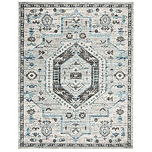 SAFAVIEH Madison Collection Area Rug - 8' x 10', Grey & Dark Grey, Oriental Boho Chic Distressed Design, Non-Shedding & Easy Care, Ideal for High Traffic Areas in Living Room, Bedroom (MAD928F)