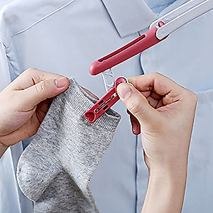 2 Pieces Travel Hangers Portable Travel Hanger Folding Clothes Hanger Travel Clothes Hanger Portable Folding Clothes Hanger Foldable Clothes Drying Rack with Clips(Blue, Red)