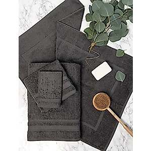 Bokser Home Hospitality Kenwood Wash Cloths, Hotel Quality for Bathroom, Home, Spa and More, 100% Combed Ring Spun Cotton Providing a Soft, Luxurious Feel, Dark Grey, 13” x 13” (Pack of 30)