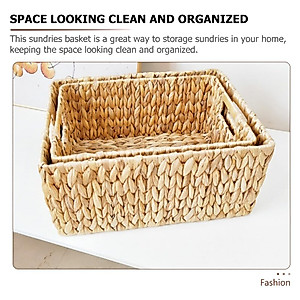 ibasenice Magazine small cabinet magazine storage holder multipurpose wicker table basket bread basket decorative storage basket bread container basket home field Toy finishing basket