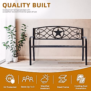 Sun-Ray 213046 Lone Star Metal Park Patio Bench, OneSize, Bronze