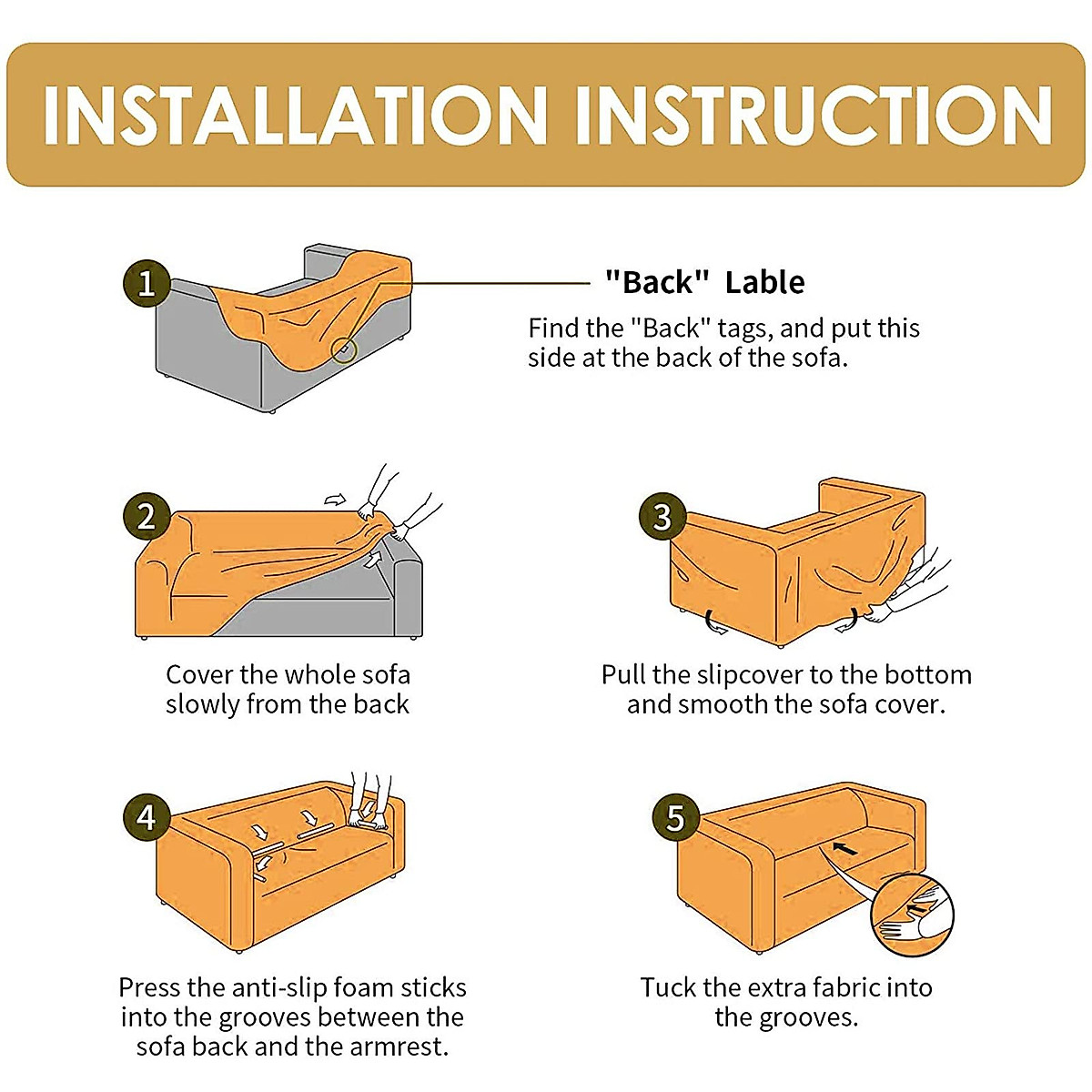 IMYOGI High Stretch Sofa Covers Stretch Sofa Cover Soft Couch Covers Stylish Anti Slip Sofa Slipcovers Machine Washable Furniture Protector for Living Room -blue-1-4 Seater(235-310cm)