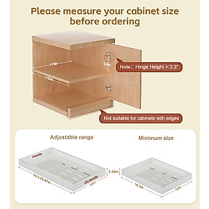 2 Pack Pull out Cabinet Organizer 21"D x 12"W, Peel And Stick Slide out Drawers for Kitchen Cabinets, Sliding Drawers Cabinet Roll out Shelves for Dishes Storage(White)