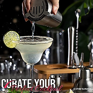Cocktail Shaker Set: 12-PC Drink Shakers Cocktail with Bamboo Stand - Ultimate Home Bar Kit & Martini Shaker Set - Bar Set, Cocktail Mixer, Bartender Kit, Bar Tools - Cresimo Cocktail Set