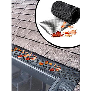 DEYROS Gutter Guard Mesh, 15cm X 6m Gutter Guards Leaf Protectors, Mesh Gutter Safeguard with 15 Fixing Hooks, Blocking Garbage Leaf Prevention Gutter Mesh for Leaves, Twigs and Branches