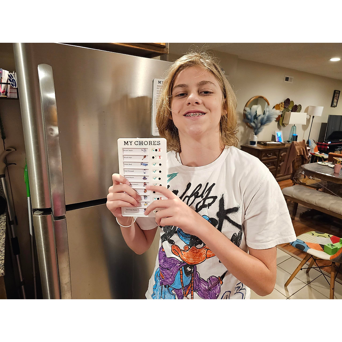 MEMORY FISH 2 Pieces Chore Chart for Multiple Kids,Daily Chore Schedule for 2 Kids，Memo Checklist Plan Board Detachable Plastic for Home Reusable Chore List (to Do List for Kids) 4.7x7.9 Inch