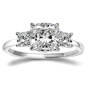 Jolics 8 * 8mm 2.5 CT Cushion Cut D Color VVS1 Moissanite Engagement Ring 925 Sterling Silver Eternity 4 Prong Setting size 5-10 (Moissanite, 6.5)
