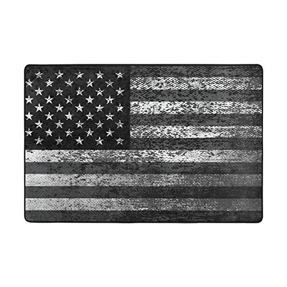 4th of July American Flag Area Rug Black Grunge USA Flag Polyester Carpet Rugs Floor Mat for Living Dining Dorm Room Bedroom Home Decor 36"×24"