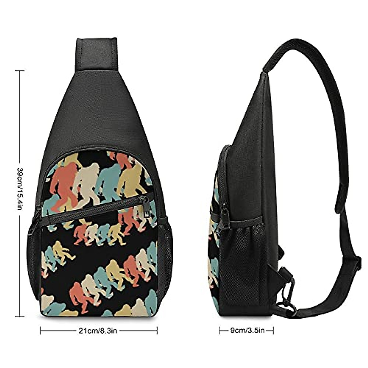 FunnyStar Retro Bigfoot Sasquatch Sling Bag Crossbody Shoulder Chest Bags Print Backpack Travel Daypack
