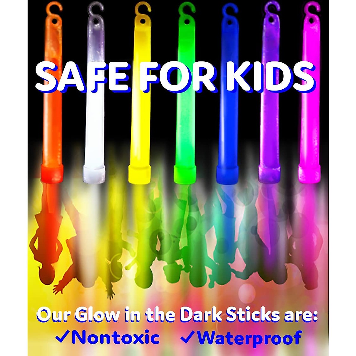 PartySticks Glow Sticks Party Supplies for Kids and Adults (50pk Assorted) - 6 Inch Bulk Glow Light Up Sticks Party Favors, Glow in the Dark Party Decorations, Waterproof Nontoxic Glow Necklaces