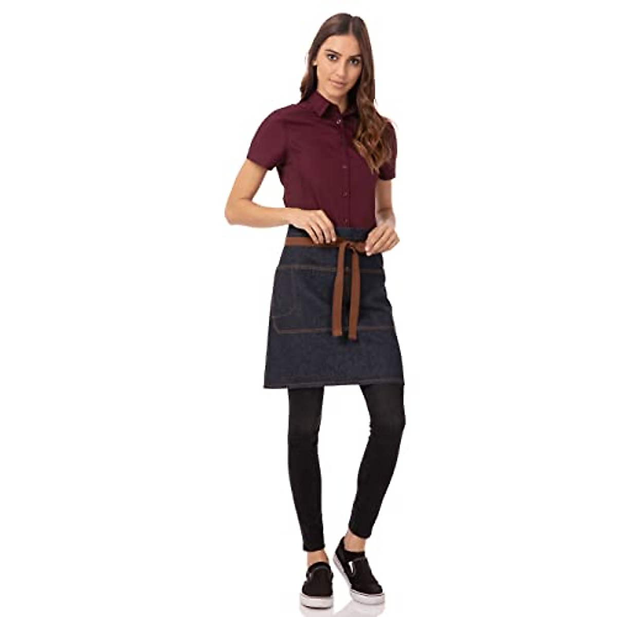 Chef Works Unisex Memphis Half Bistro Apron, Indigo Blue, One Size