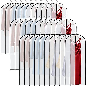 40 Pieces Garment Bags for Hanging Clothes with Zipper Hanging Garment Bags Dress Bags for Gowns Long Storage Plastic Suit Cover Bags for Coat Protector Travel Closet Clothing (24 x 60 Inch)
