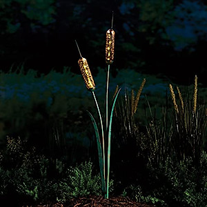 ART & ARTIFACT Cattail Garden Stake Solar Powered Path Light Lighted Garden Stake, 35"