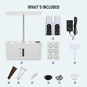 Indoor Garden Hydroponic Growing System: Ahopegarden Plant Germination Kit Aeroponic Herb Vegetable Growth Lamp Countertop with LED Grow Light - Hydrophonic Planter Grower Harvest Veggie Lettuce