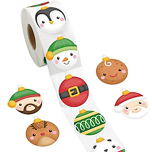 Ornament Stickers Christmas Roll Sticker for Kids Christmas Cards Envelopes Seal Gift Tags 500Pcs