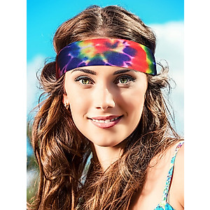 9 Pieces Hippie Tie Dye Bandana Headband Hippie Costume Set Hippie Non Slip Head Tie Hippie Neck Gaiter Gay Pride Rainbow Sun Protection Face Mask Balaclava for 60s 70s Hippie Accessories