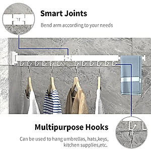 BESTHLS Wall Mounted Portable Clothes Drying Rack with Space Saver Clothes Hangers Design Universal for Balcony Mudroom Bedroom Kitchen Foldable Laundry Rack (2-Pole White)