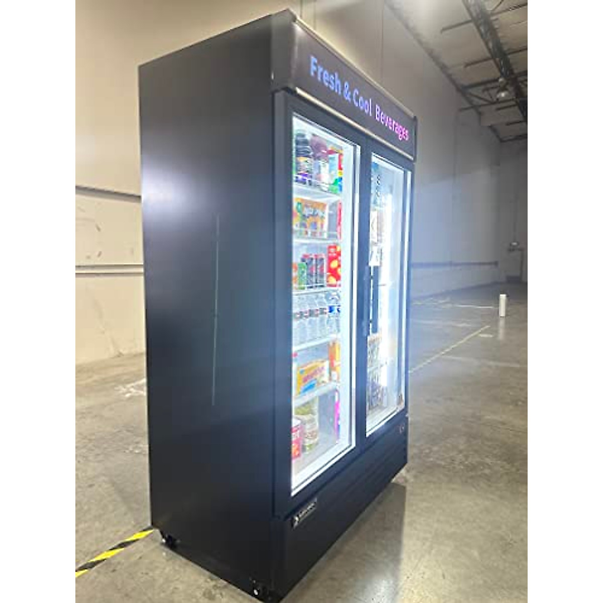 NAFCOOL Commercial Beverage Refrigerator Cooler,38 Cu Ft Two Glass Door Merchandiser Refrigerator Bar Wine Beer Drink Display Fridge for Home or Sale Used,ETL and NSF Approval,47.2" Wide