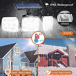Outdoor Solar Powered Flood Lights, KwafoTri 138 LED 2200LM with Remote Control, IP65 Waterproof, 3 Adjustable Heads, 270° Wide Angle, Wireless Security Light for Garage Patio Porch Garden Yard-2 Pack